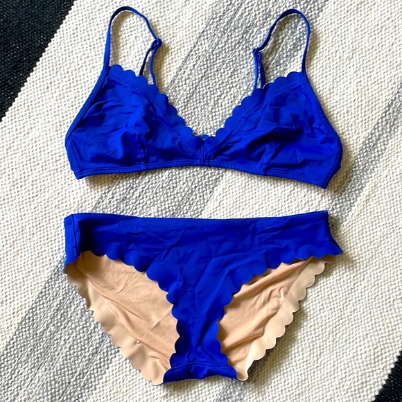 J. Crew | Swim | J Crew Scallop Edge Cobalt Blue Bikini Swimsuit Set ...